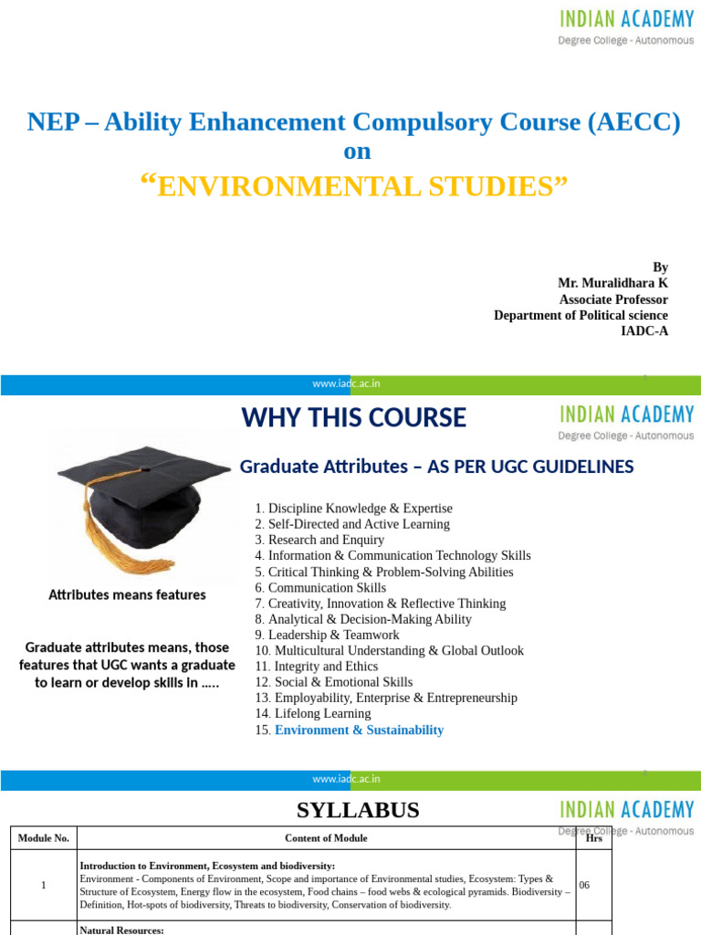 NEP - EVS Unit 1 (II SEM) | PDF | Ecosystem | Natural Environment