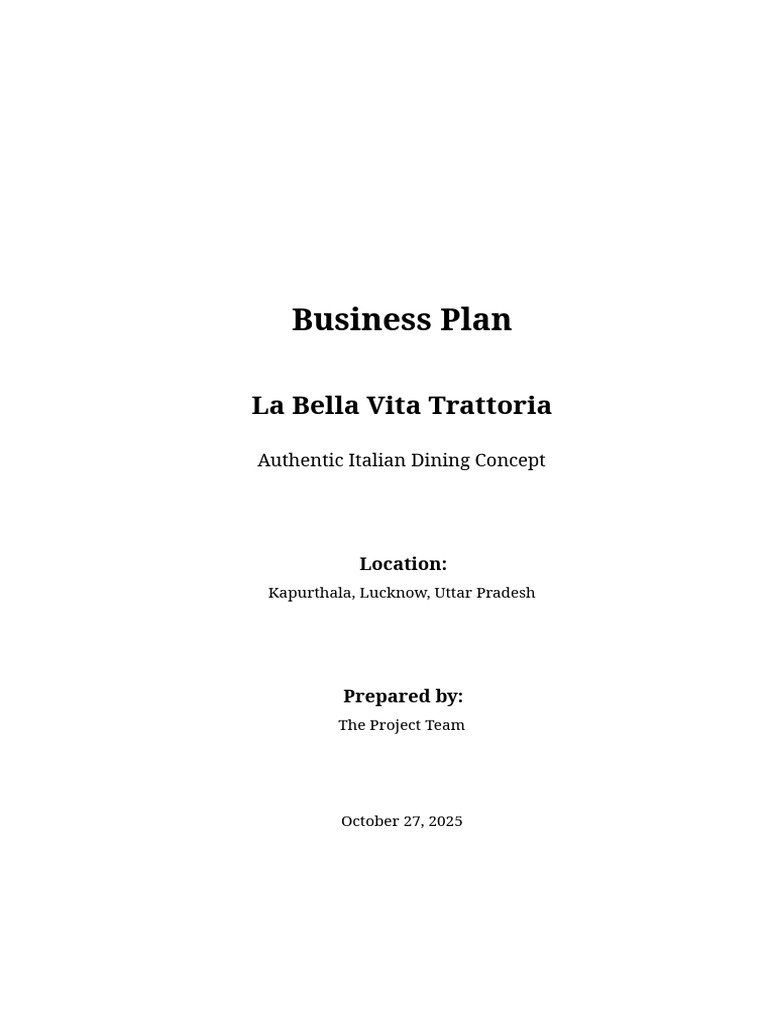 Italian Restaurant Business Plan Overview | PDF | Restaurants | Pizza