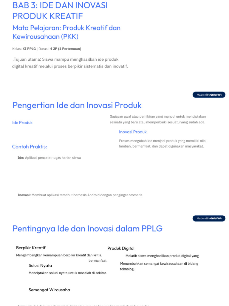 Ide dan Inovasi Produk Kreatif PPLG | PDF