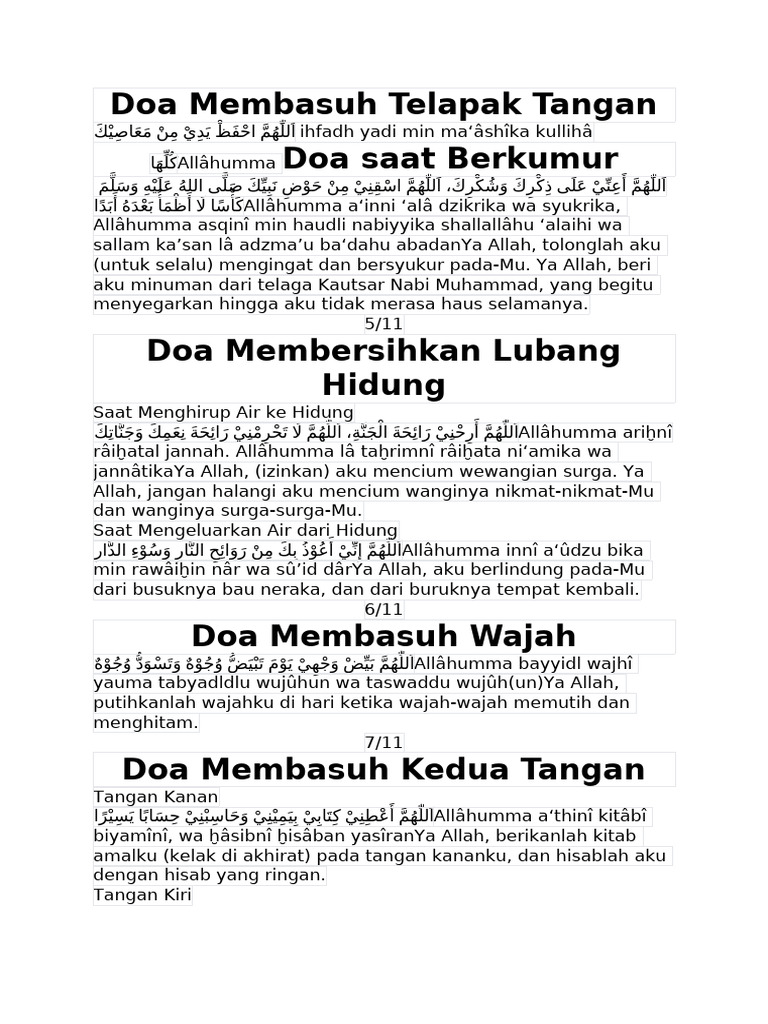 Doa Membasuh Telapak Tangan | PDF