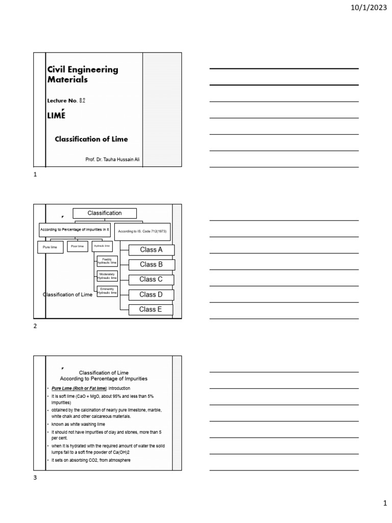Classification of Lime in Civil Engineering | PDF | Lime (Material ...