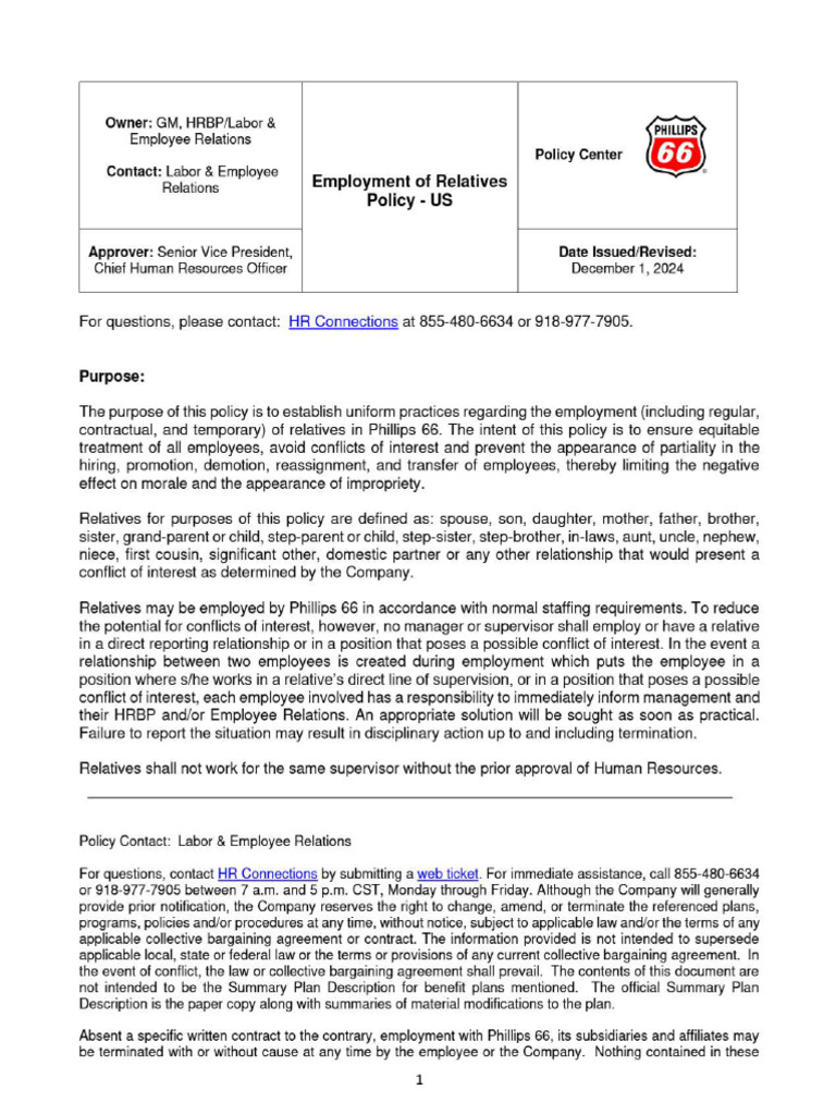 Relative Hiring Policy | PDF