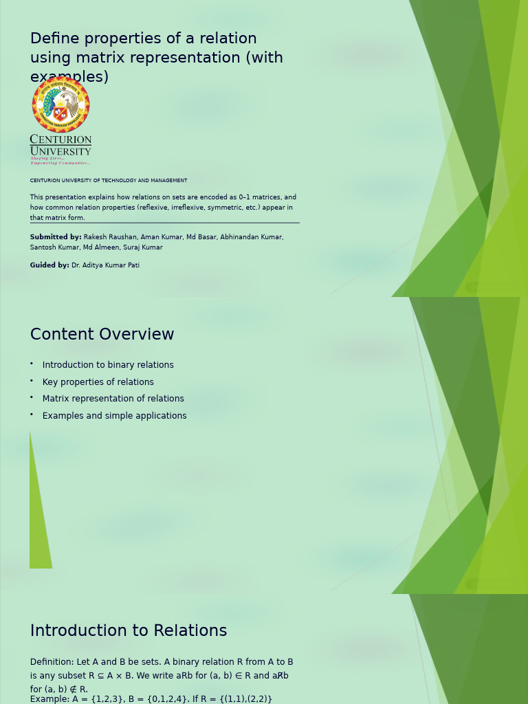 Matrix Representation of Relations | PDF | Matrix (Mathematics ...