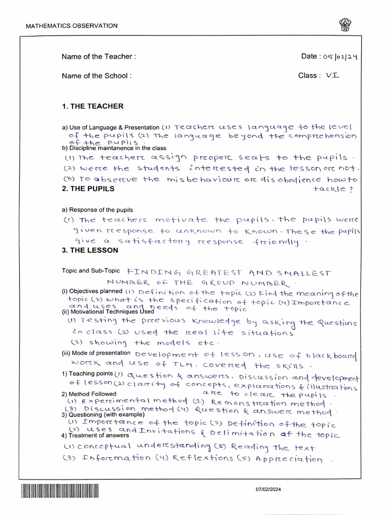 Mathematics Observation | PDF