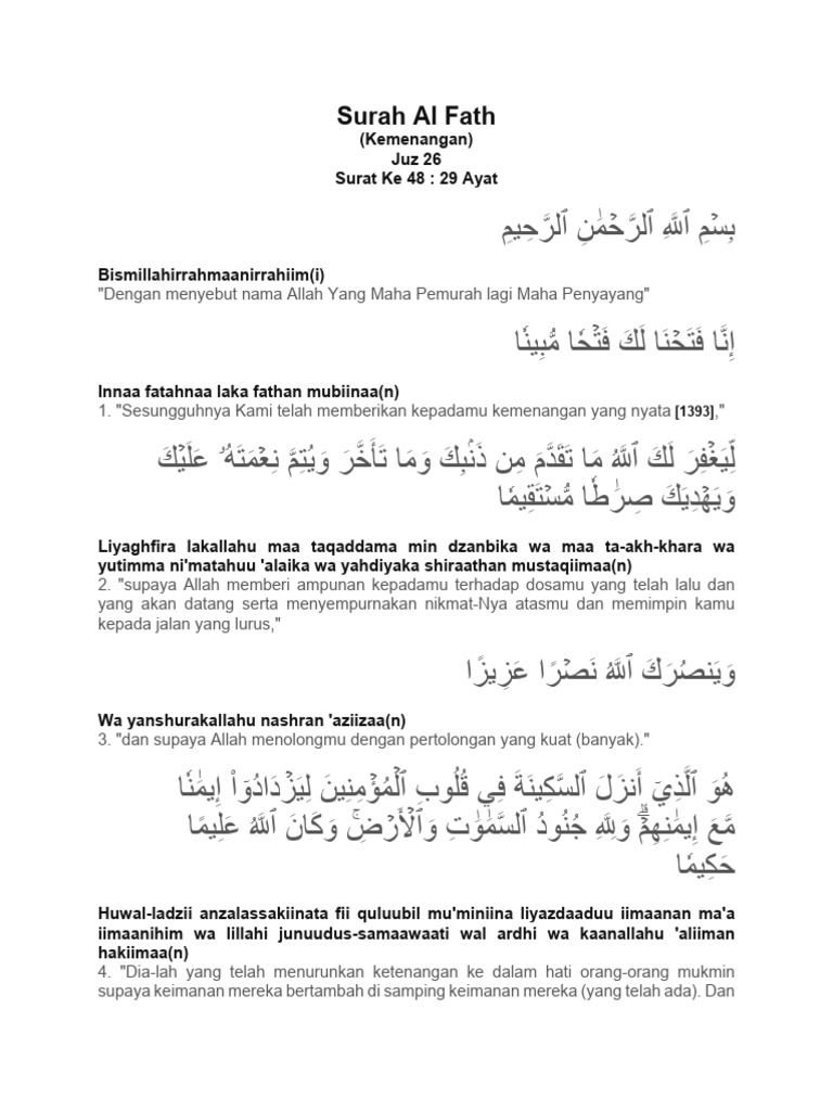 Tafsir Surah Al-Fath: Kemenangan dan Janji Allah | PDF