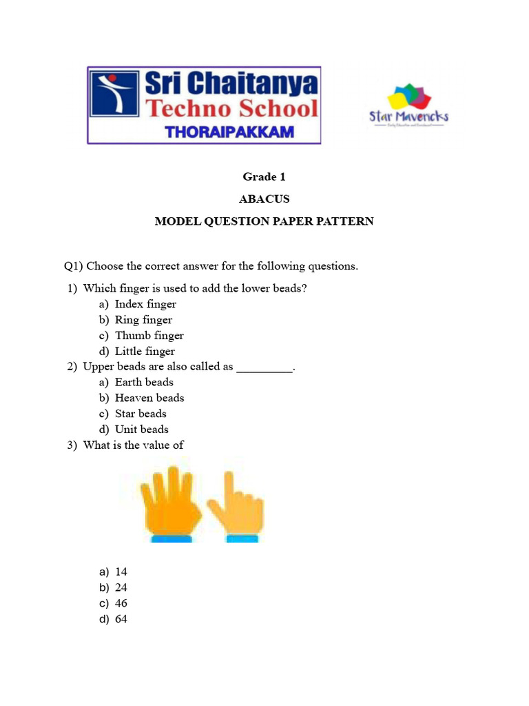 Abacus Model Paper SA1 | PDF