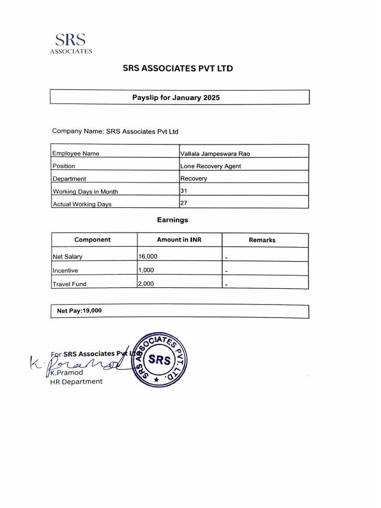 SRS January Payslip | PDF