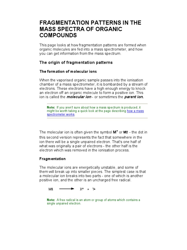 WWW - Chemguide.co - Uk Analysis Masspec Fragment - HTML | PDF | Mass ...