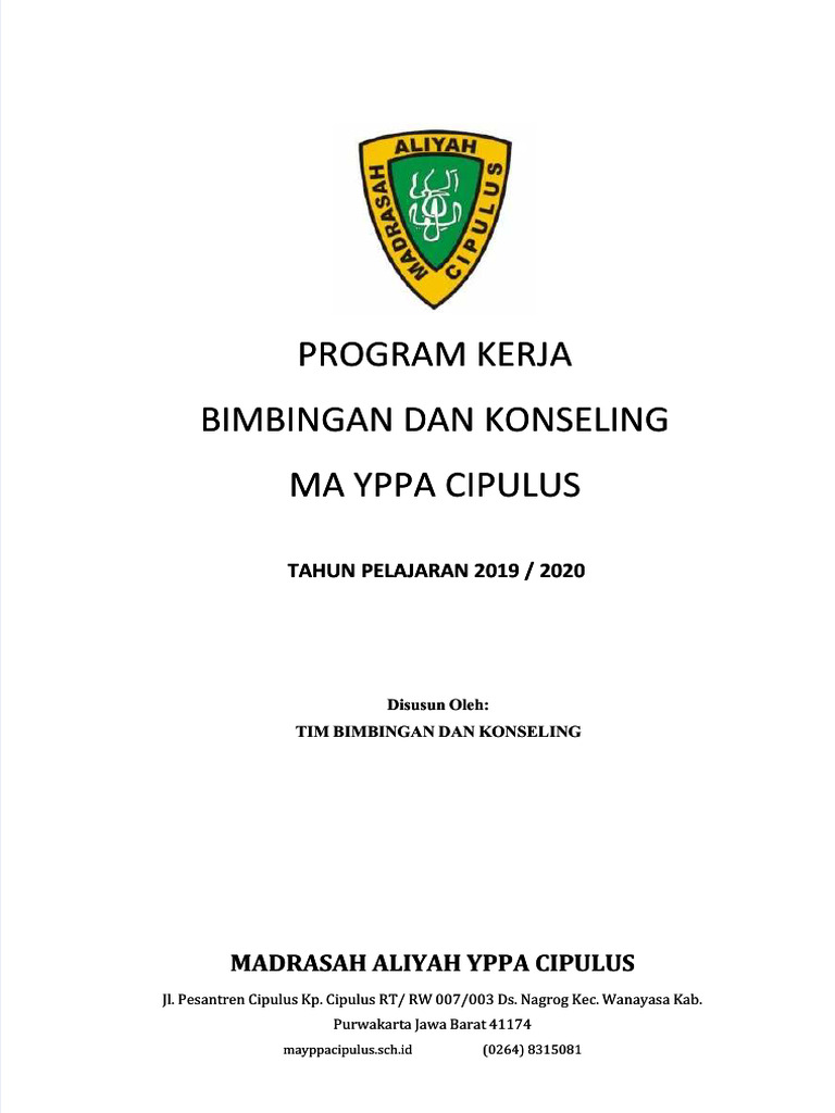 Program Kerja Bimbingan Konseling MA YPPA | PDF