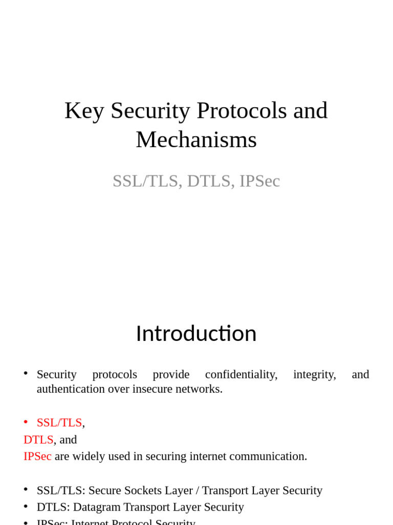 Key Security Protocols: SSL/TLS, DTLS, IPSec | PDF | Transport Layer ...