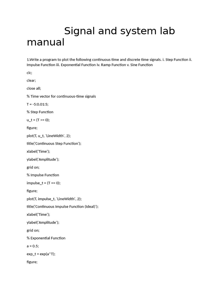 Signal and System Lab Manual | PDF | Autocorrelation | Algorithms