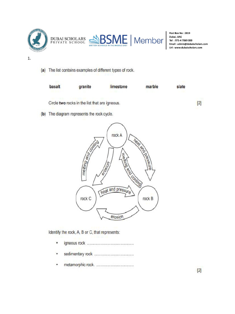 WS1 - Rocks and Minerals Worksheet | PDF
