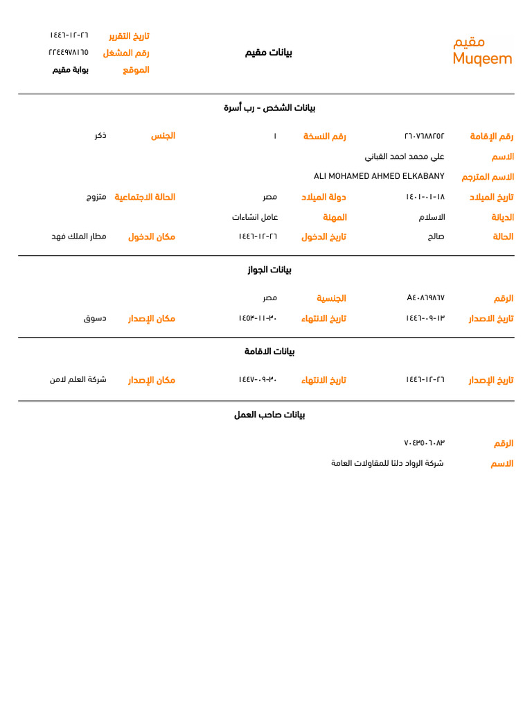 Muqeem Profile 2607688252 | PDF