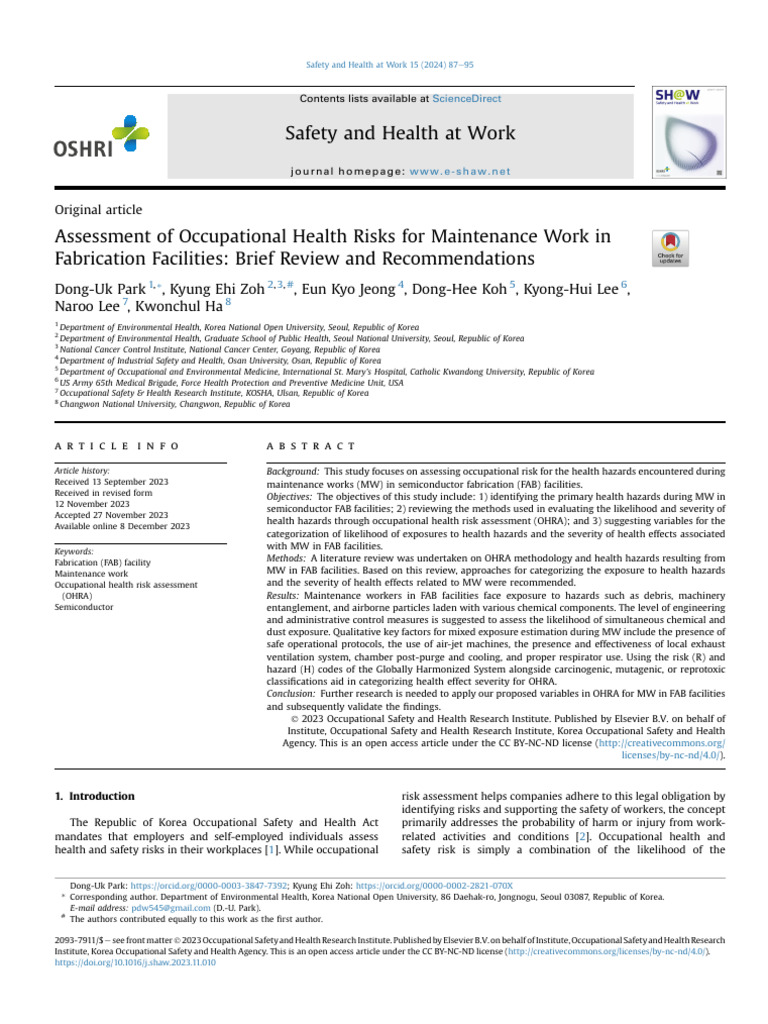 Science Direct Hazard Assessement 2 | PDF | Occupational Safety And ...