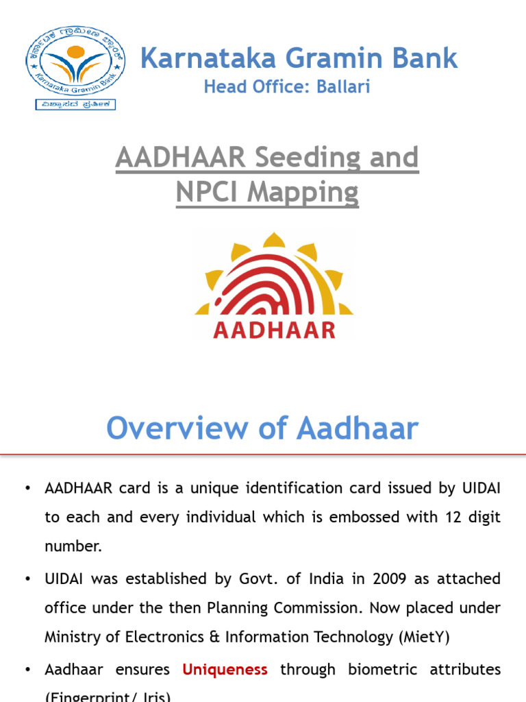Aadhaar Seeding and NPCI Mapping Guide | PDF | Authentication | Access ...