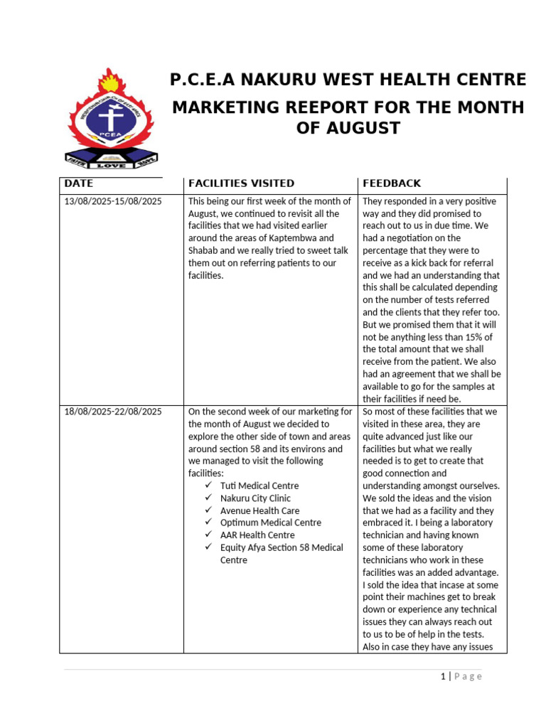 Marketing Report For August | PDF