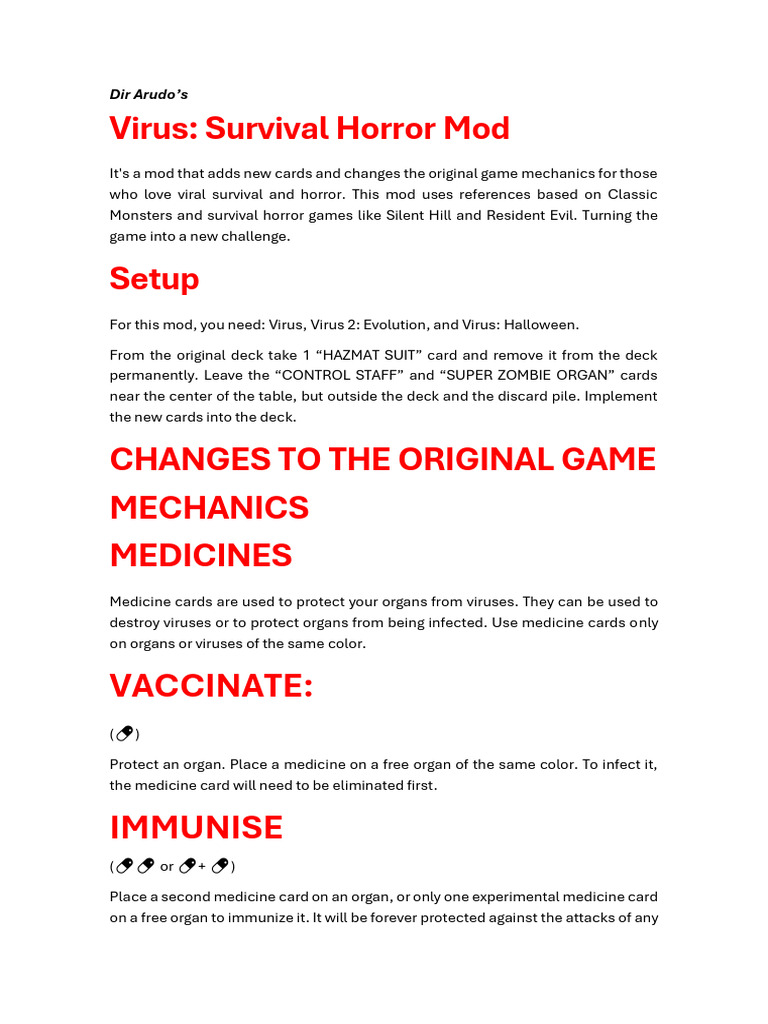 Virus Survival Horror Game Mod Guide | PDF | Virus | Infection