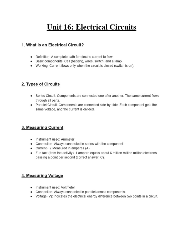 Unit 16 - Electrical Circuits | PDF | Voltage | Series And Parallel Circuits