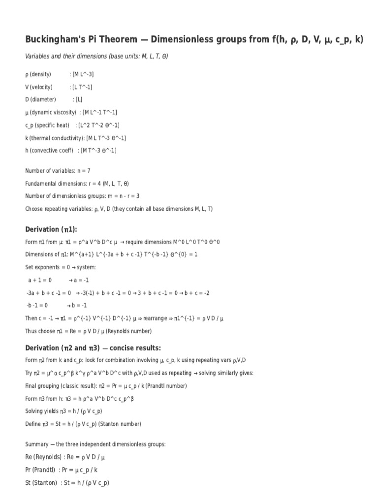 Buckingham Pi Derivation Bond | PDF