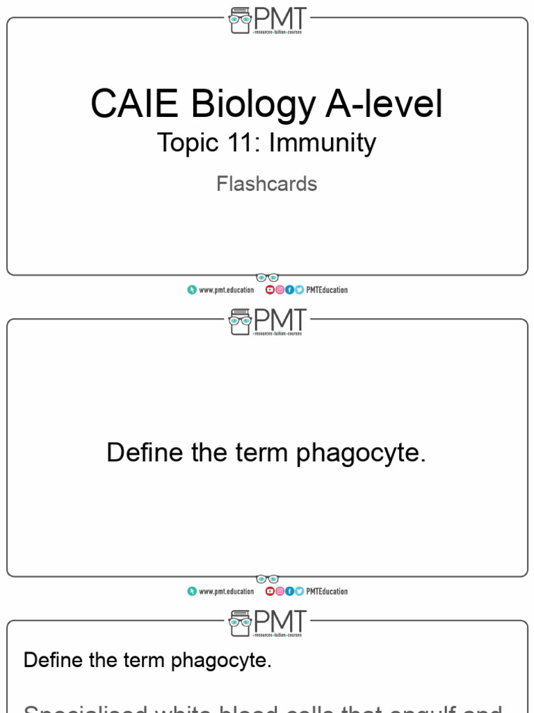 Flashcards - Topic 11 Immunity - CAIE Biology A-Level | PDF | Immune ...