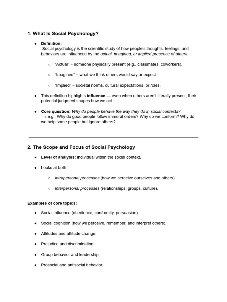 Lecture 1 Social Psychology UoB | PDF | Social Psychology | Psychology