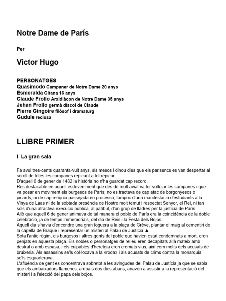 Notre Dame de París - Victor Hugo - CAT - RED | PDF