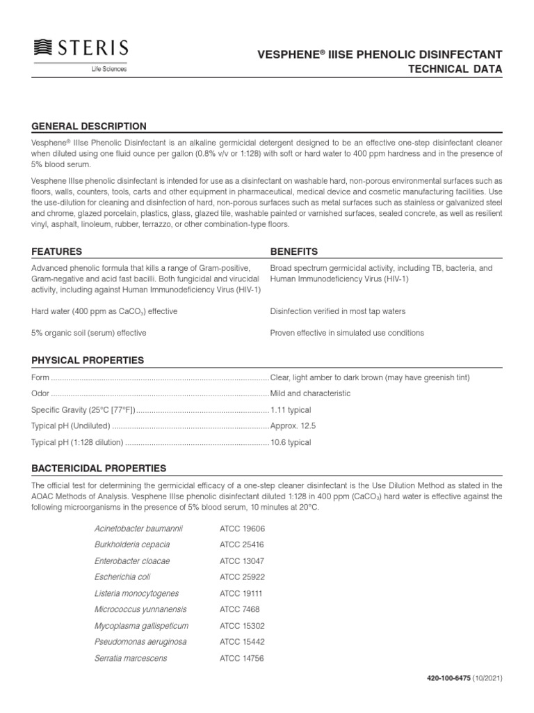 Vesphene IIIse Disinfectant Overview | PDF | Disinfectant | Waste