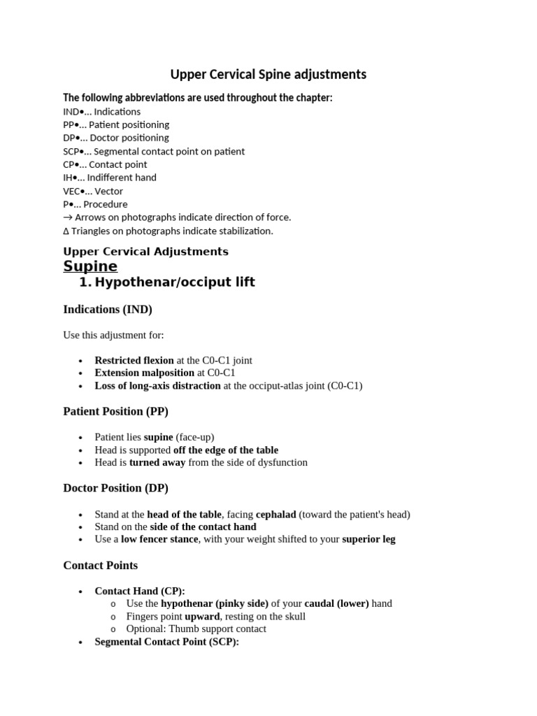 Upper Cervical Spine Adjustments Final | PDF | Anatomical Terms Of ...