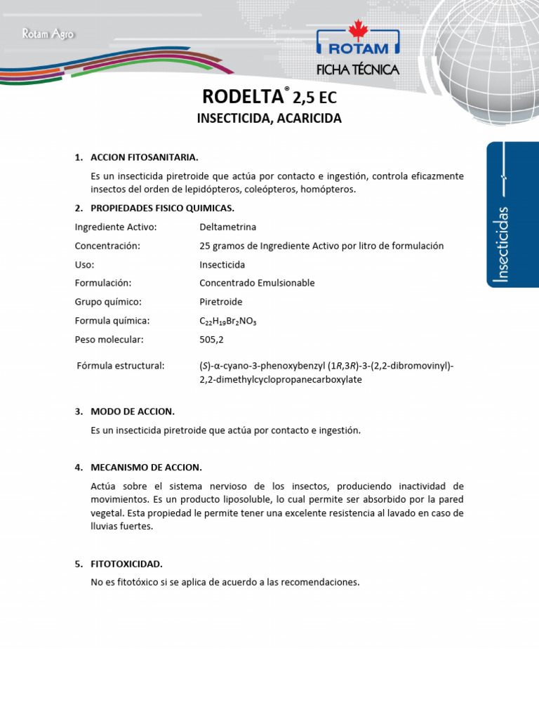 RODELTA® 2,5 EC: Insecticida Piretroide | PDF | Insecticida | Agua