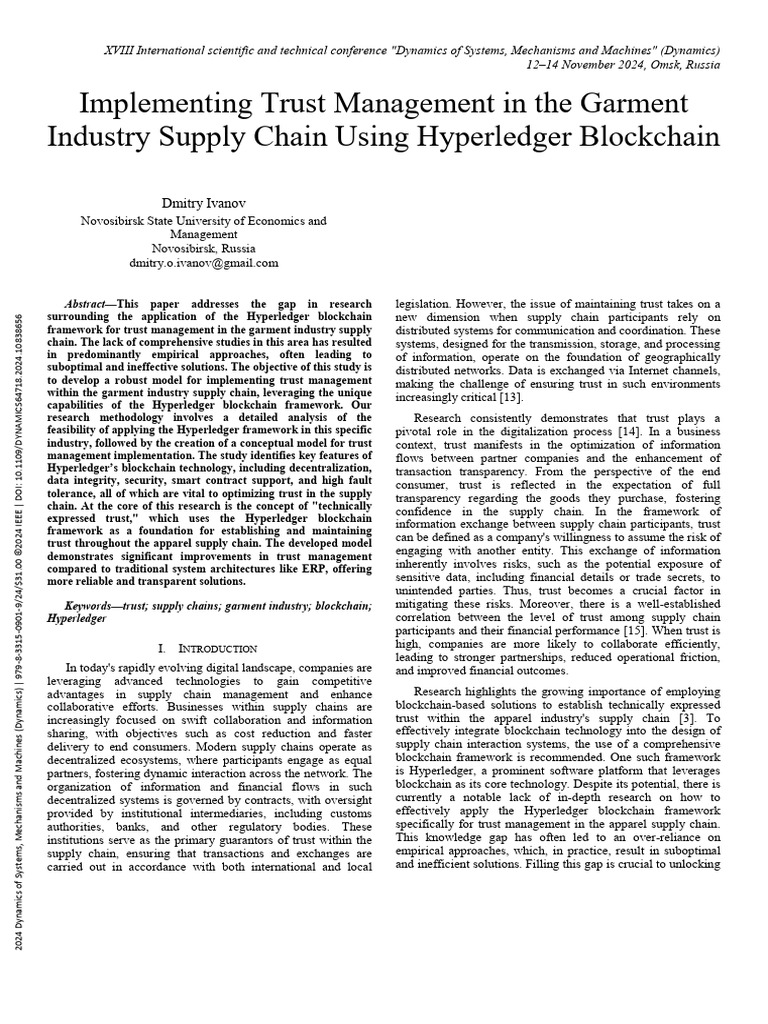 Trust Management in Garment Supply Chain | PDF | Computer Network ...