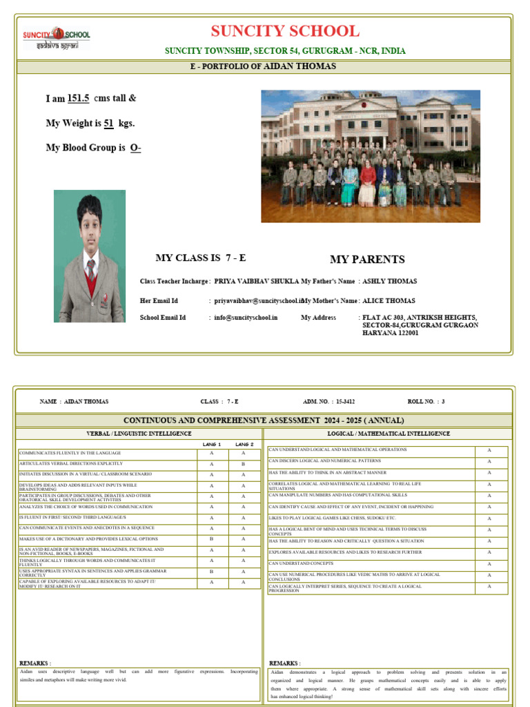 Aidan Thomas' Academic Portfolio 2024 | PDF | Thought | Intelligence