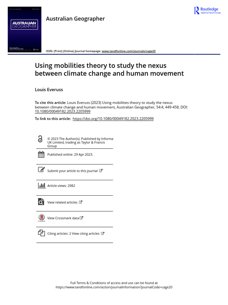 (Everuss, 2023) Using Mobilities Theory To Study The Nexus Between ...
