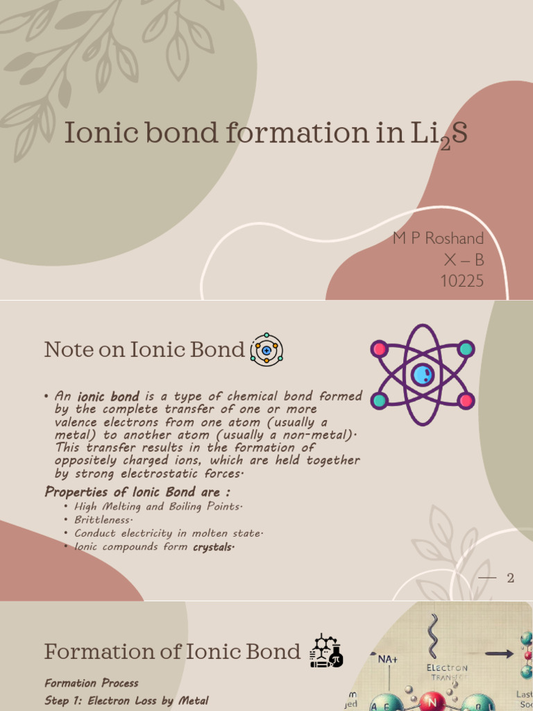 Ionic Bond Formation in Li2S | PDF