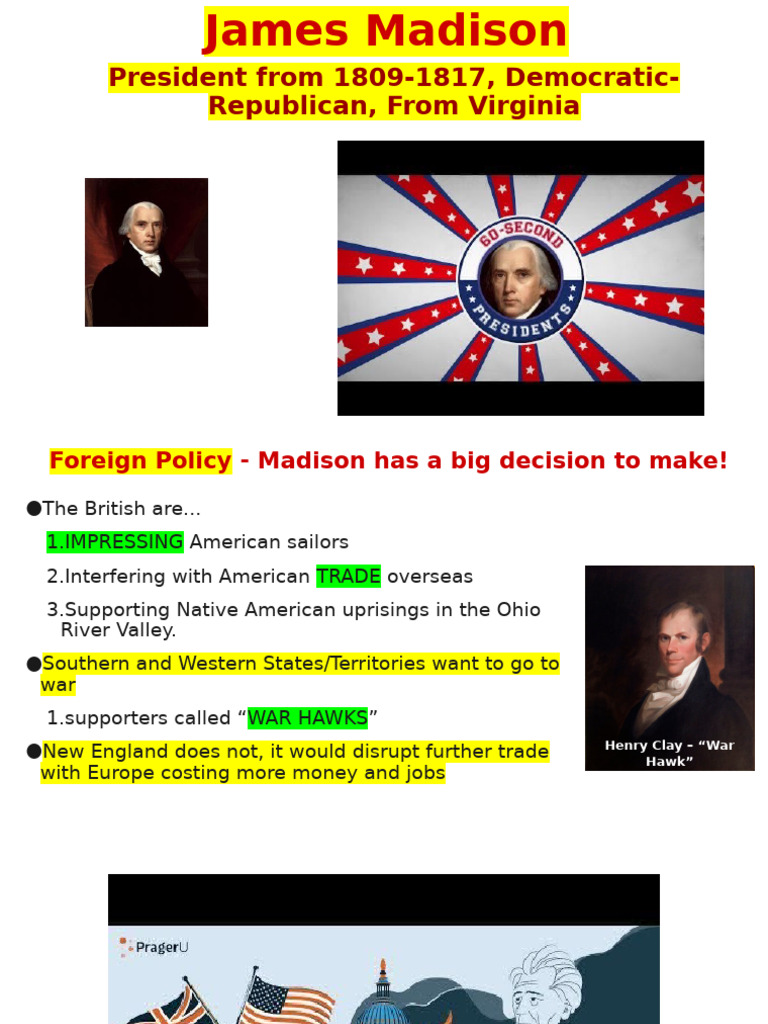 CANVAS - Early Republic - Madison Monroe | PDF | War Of 1812 | James ...