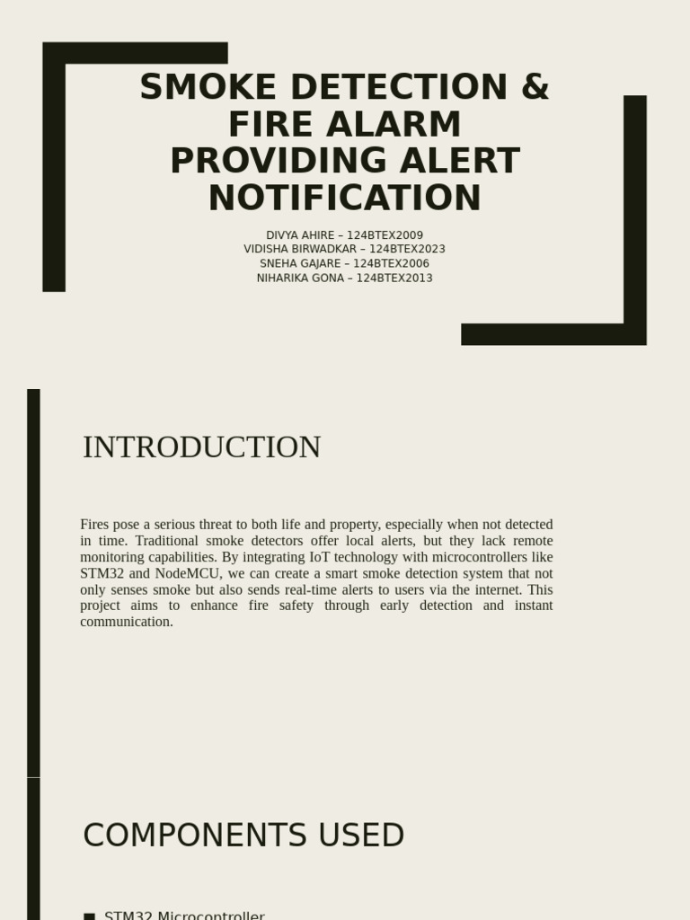 Smoke Detection & Fire Alarm Providing Alert Notification | PDF ...
