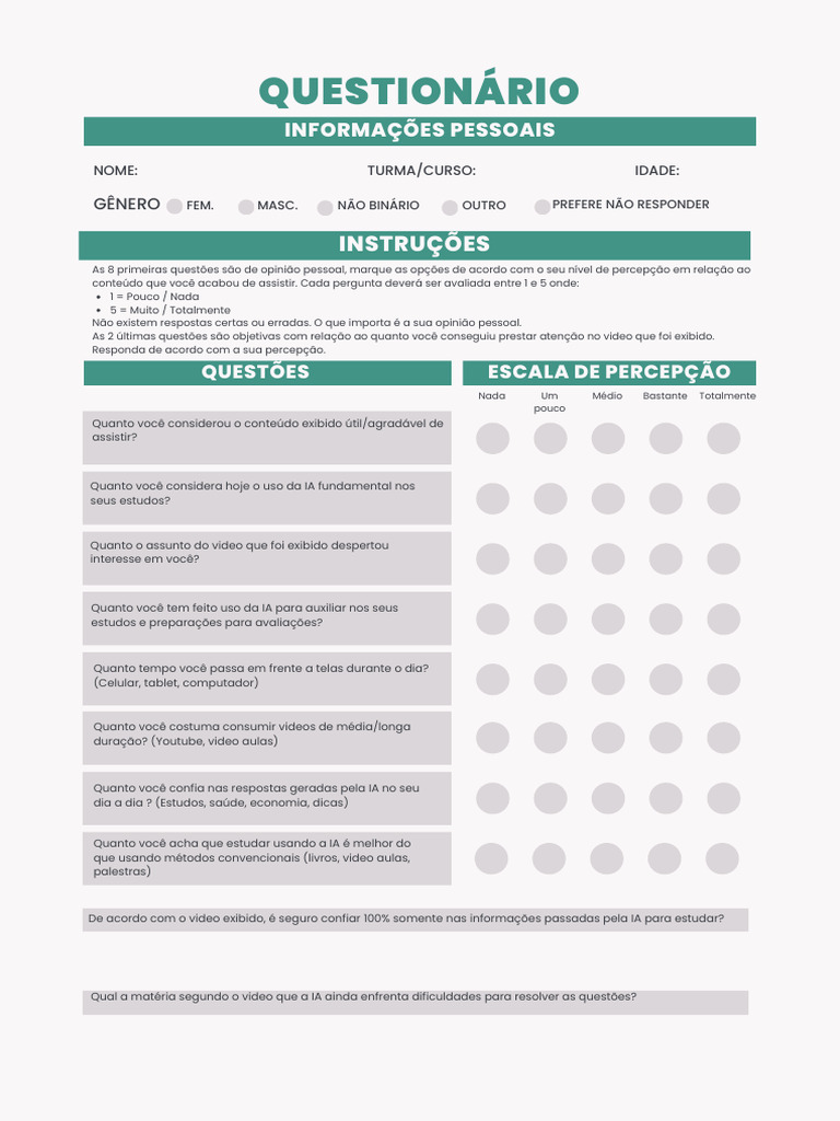 Green Gray Simple Survey Form A4 Document | PDF