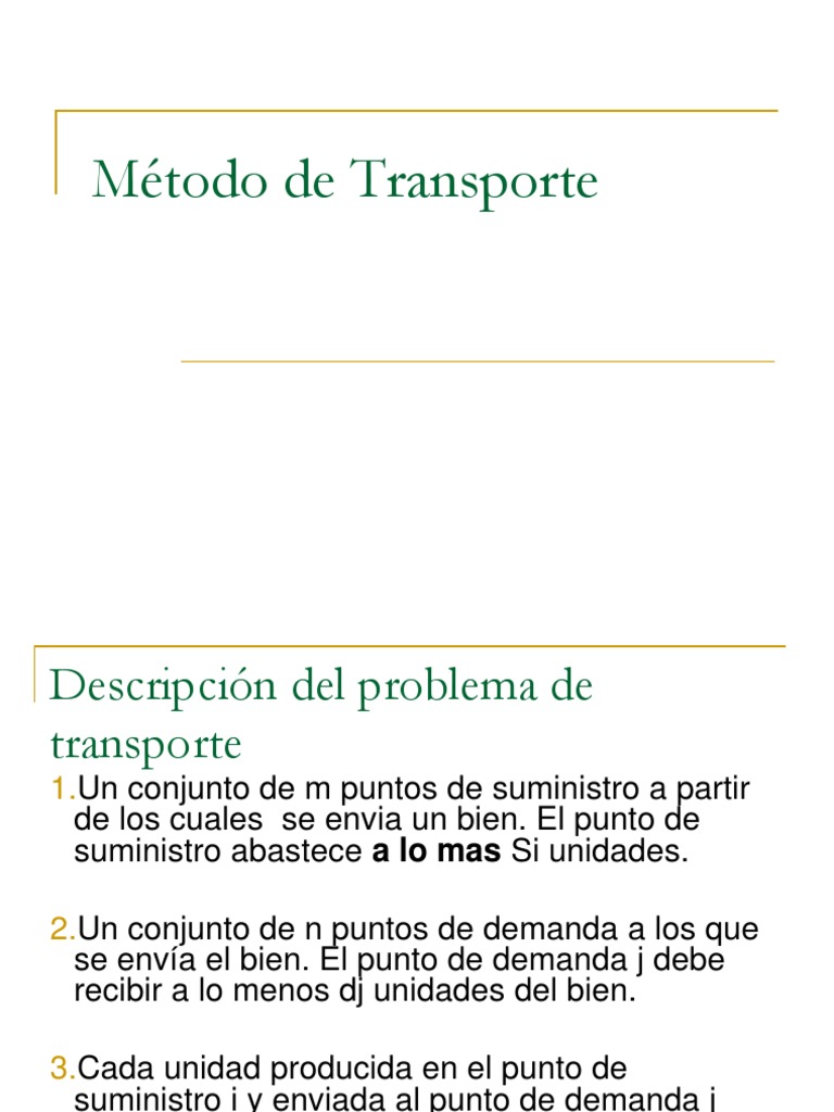 Metodo de Transporte | PDF | Transporte | Enseñanza de matemática