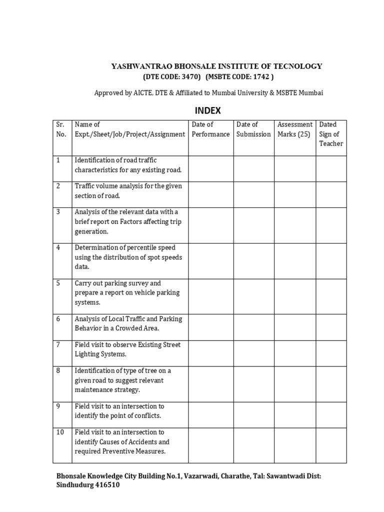Road Traffic Analysis Index (1) DSK | PDF