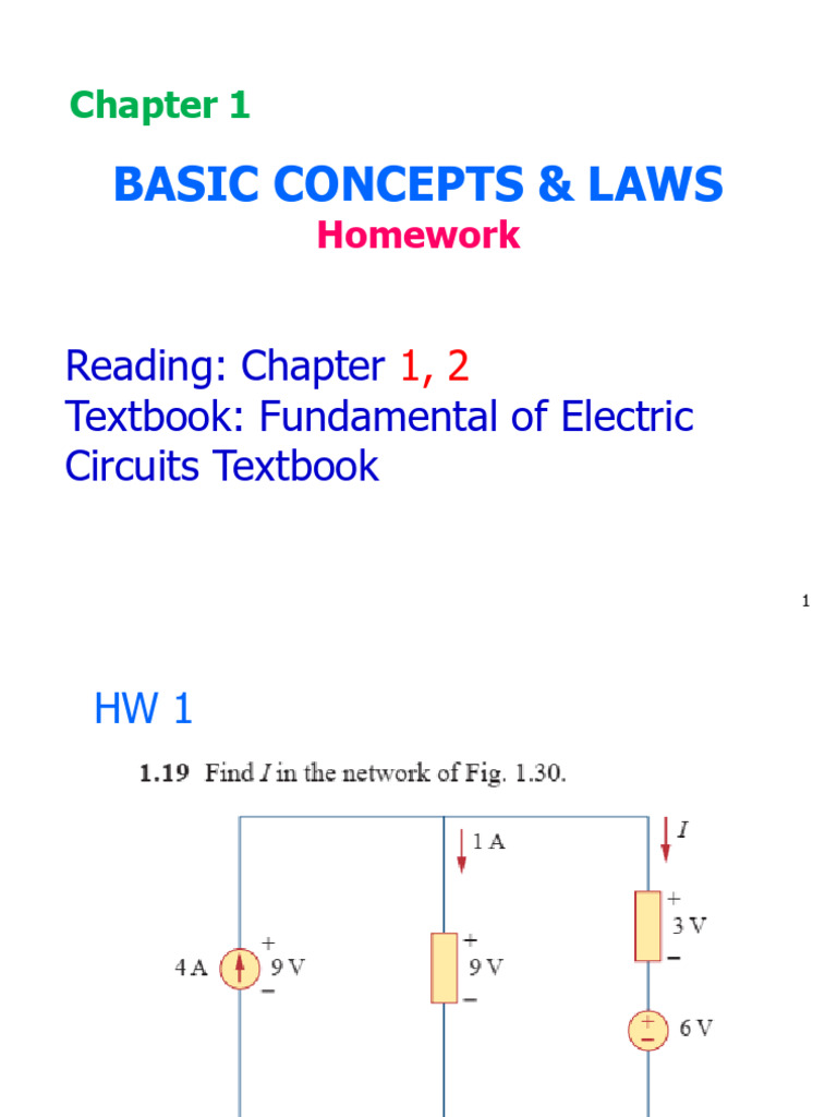 1.ch1a - Basic Concepts & Laws - HW | PDF