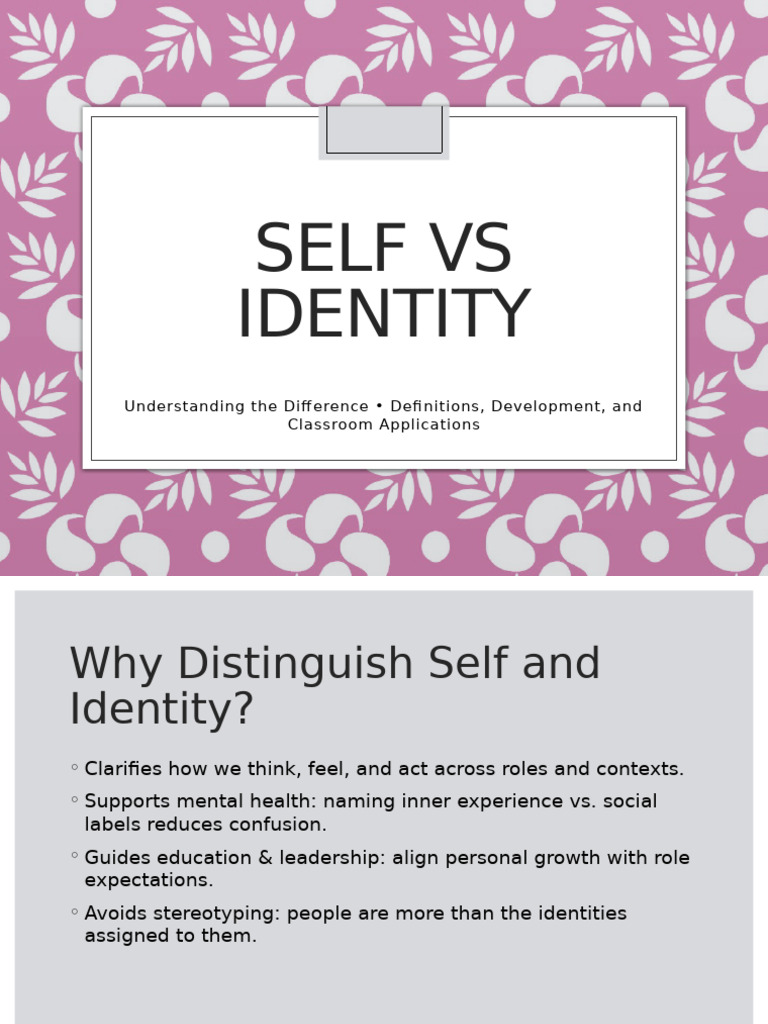 Self Vs Identity Comprehensive With Activity | PDF | Self Concept ...