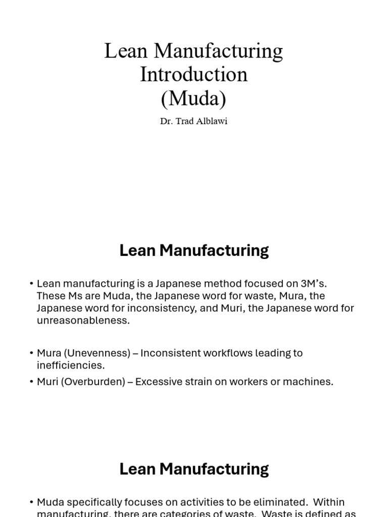 Lean Manufacturing Muda | PDF | Lean Manufacturing | Inventory