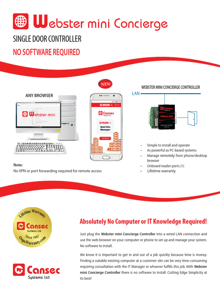 Cansec - Webster Mini Concierge Single Door Controller - Brochure - V1 ...