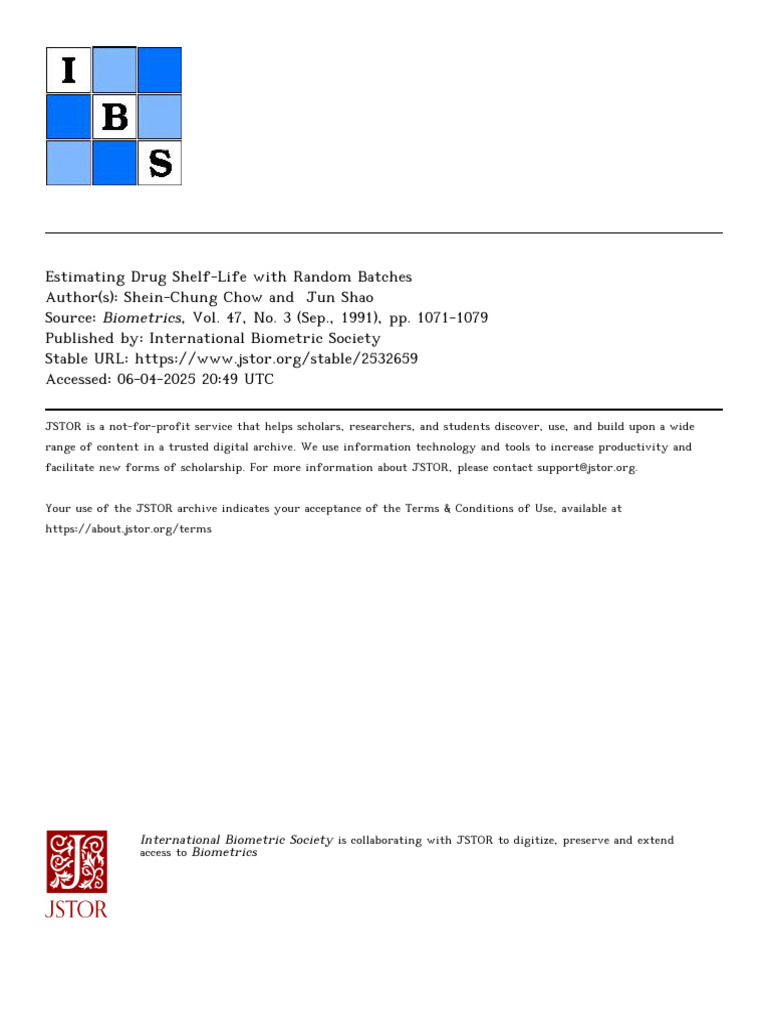 Articolo Stima Shelf Life | PDF | Coefficient Of Variation | Shelf Life
