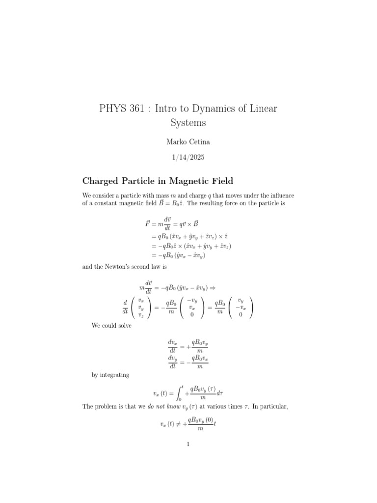 phy361_lec2_sp2025 (1) | PDF | Eigenvalues And Eigenvectors | Physics
