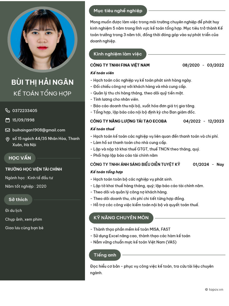 CV Bùi Thị Hải Ngân | PDF