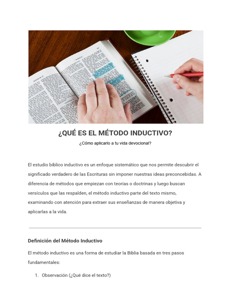 Método Inductivo para Estudio Bíblico | PDF | Razonamiento inductivo ...