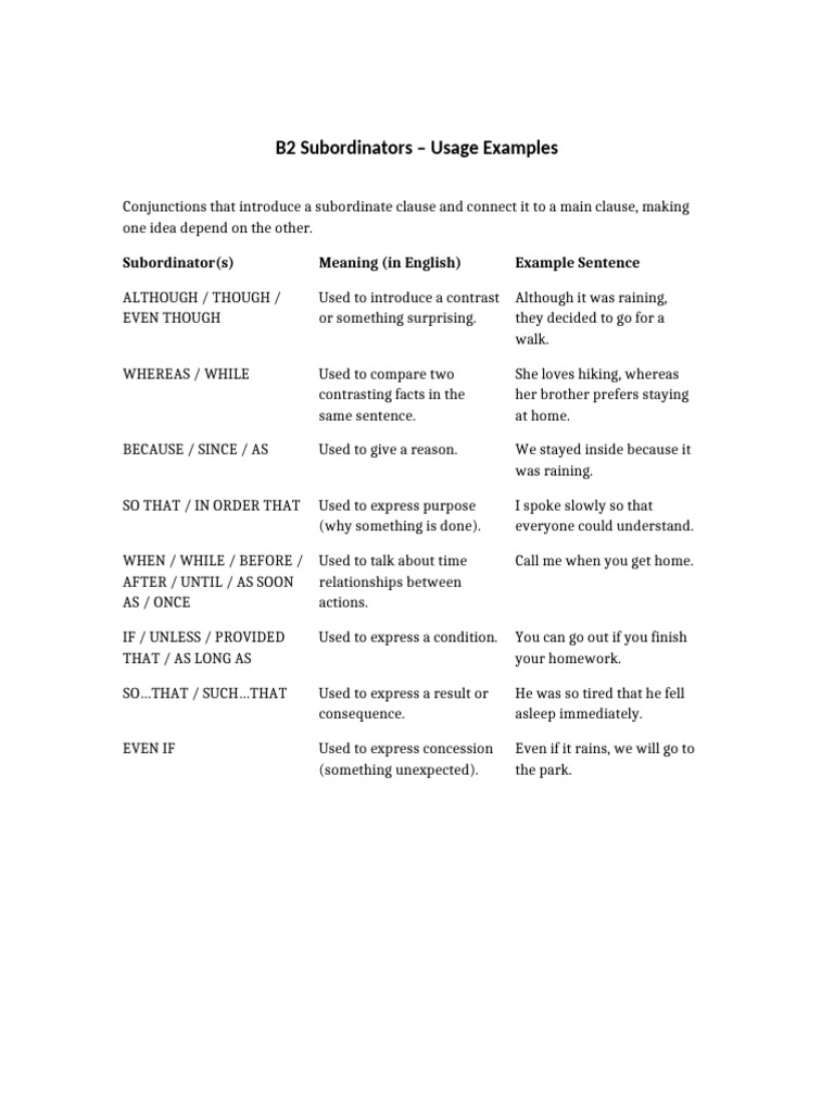 B2 Subordinators Examples | PDF