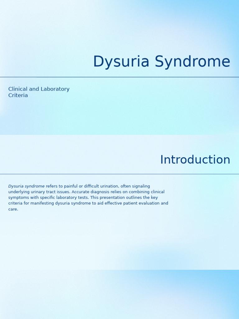 Dysuria Syndrome | PDF | Urinary Tract Infection | Medical Diagnosis
