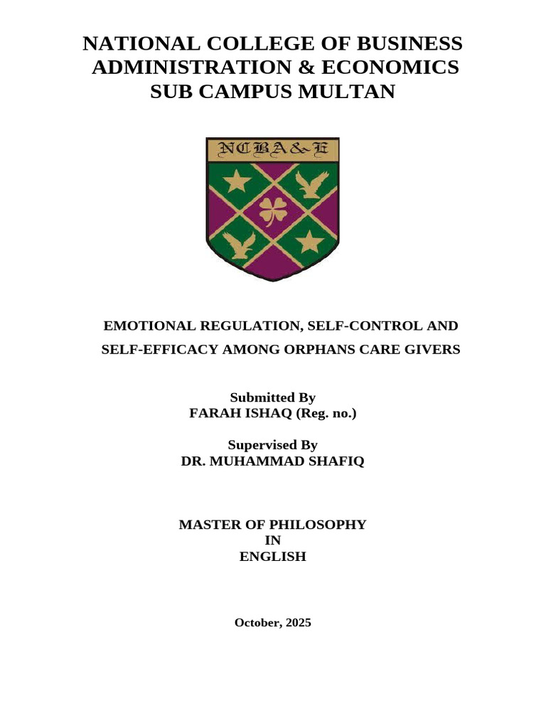Mphil Thesis Front Pages English | PDF | Thesis | Science