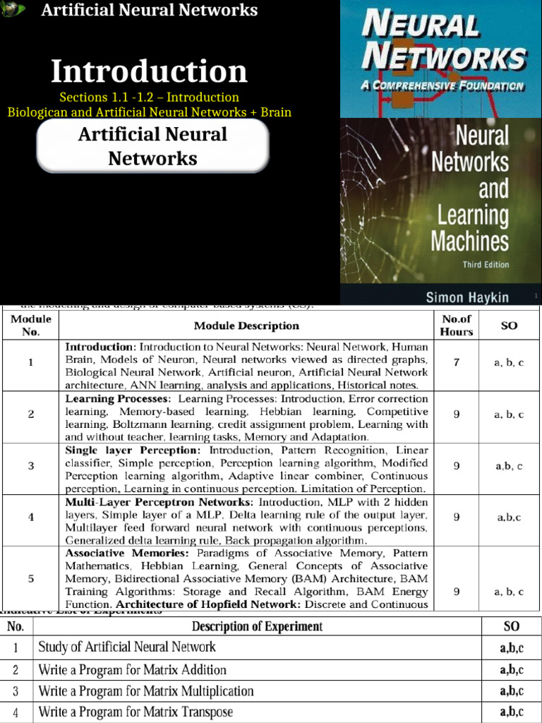 Ch.1.1 - 1.2 Introduction - Artificial Neural Networks | PDF | Neuron ...